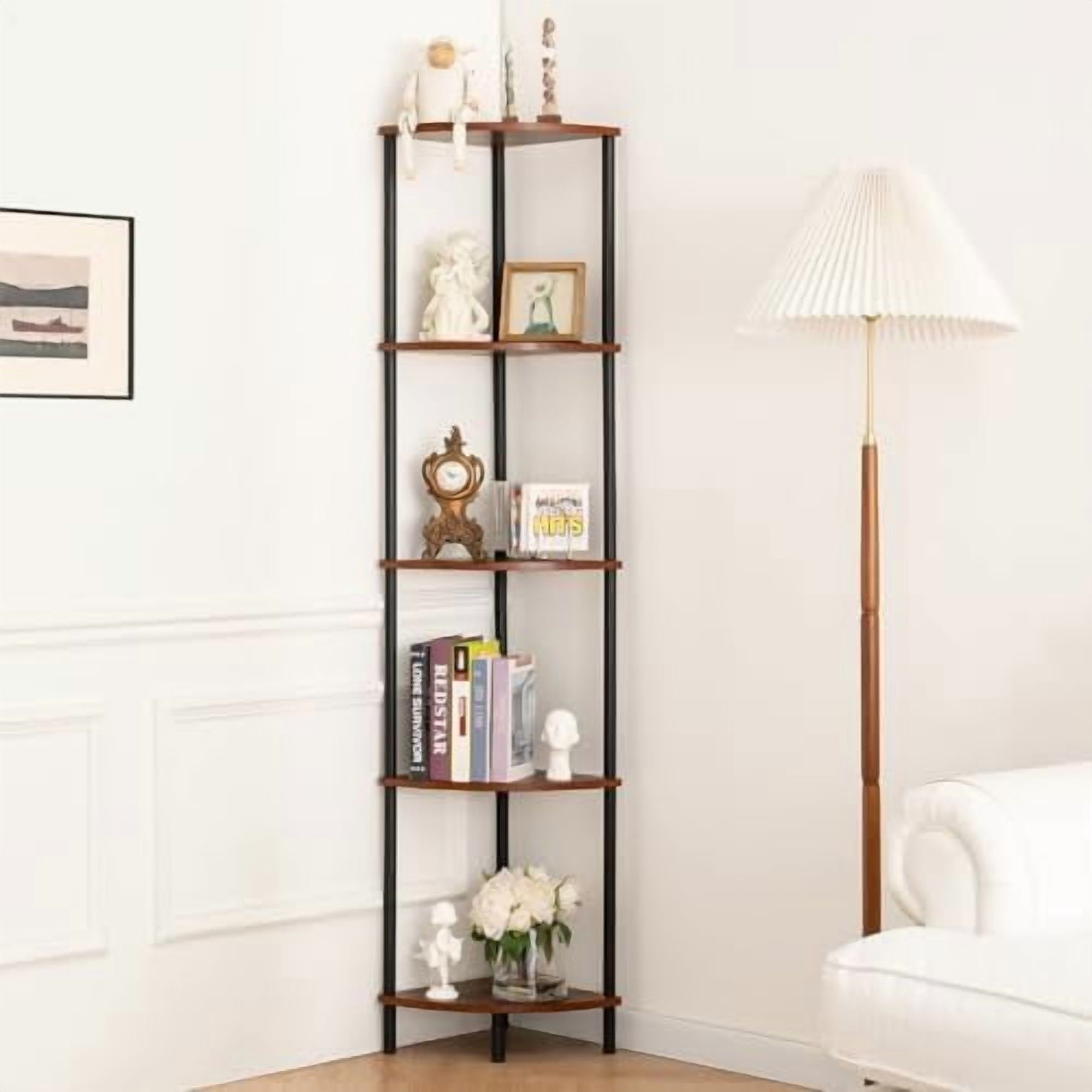 Corner Shelf Stand, 5-Tier Bookshelf, 65" Tall Shelves for Bedroom ...