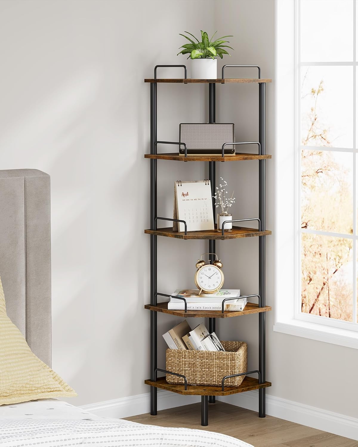 Corner Shelf Stand, 5 Tier Industrial Corner Shelves, Multipurpose ...