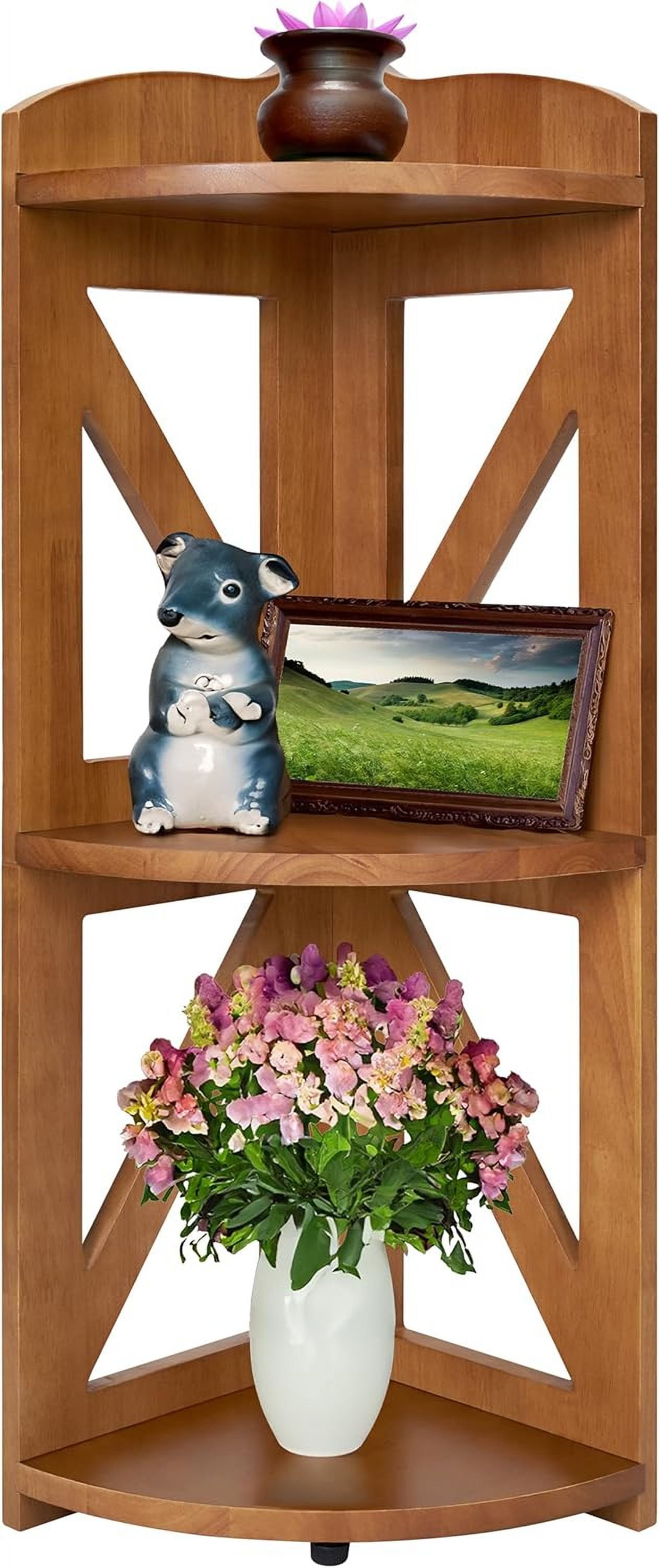 Corner Shelf Stand, Corner Bookshelf, Small Corner Shelves by Natural ...