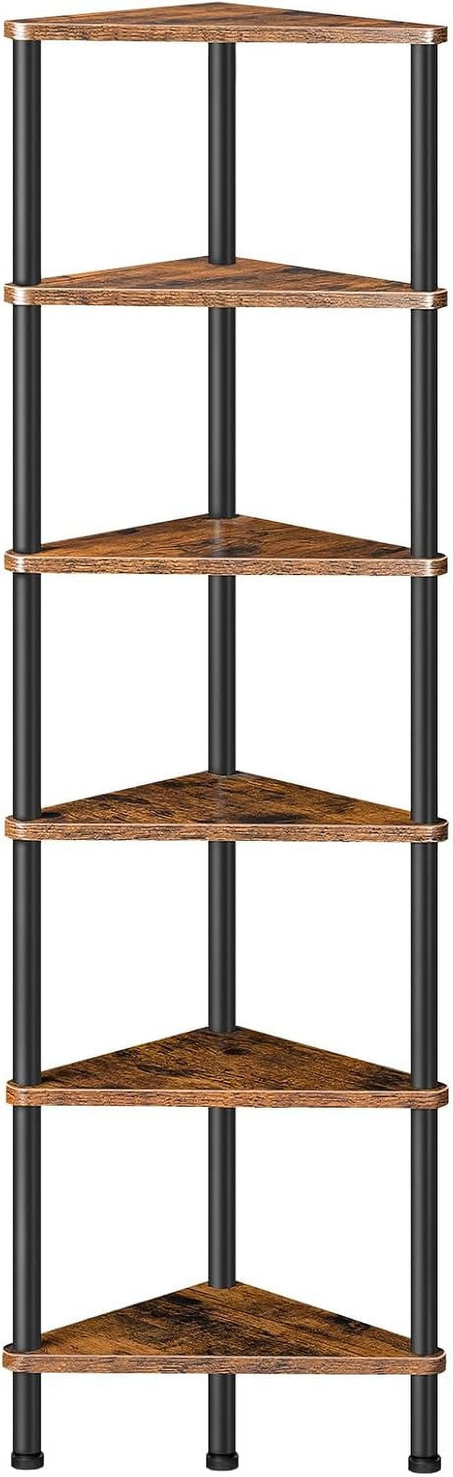 Corner Shelf Stand, Industrial 6-Tier Wall Corner Bookshelf with Metal ...