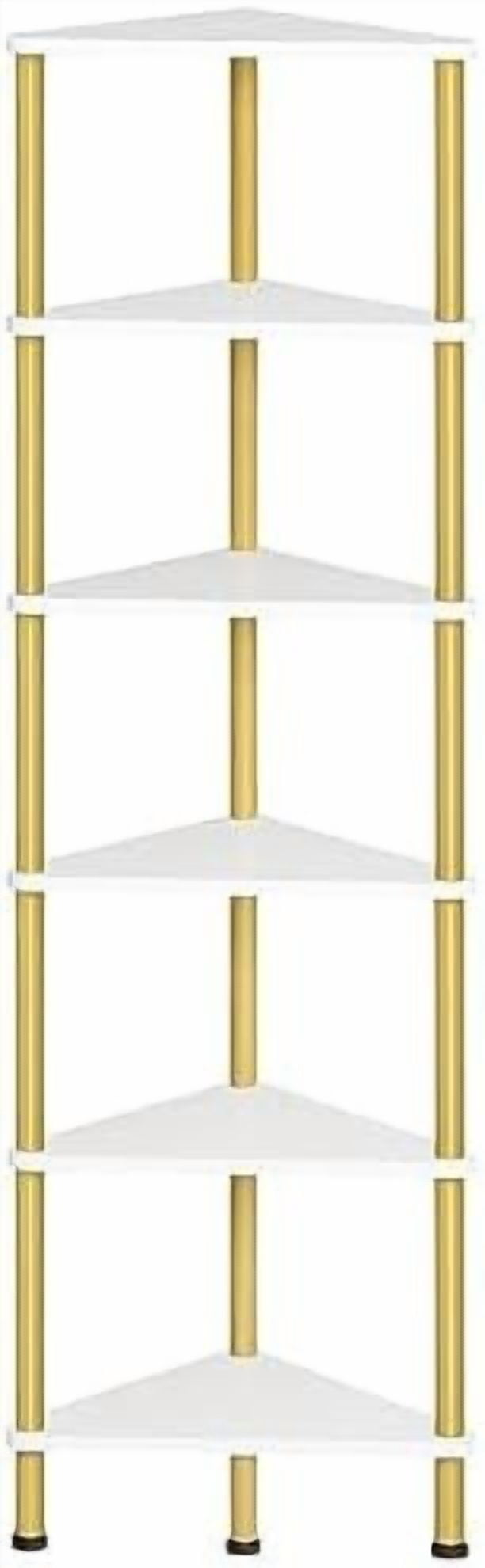 Corner Shelf Stand, Industrial 6-Tier Wall Corner Bookshelf with Metal ...