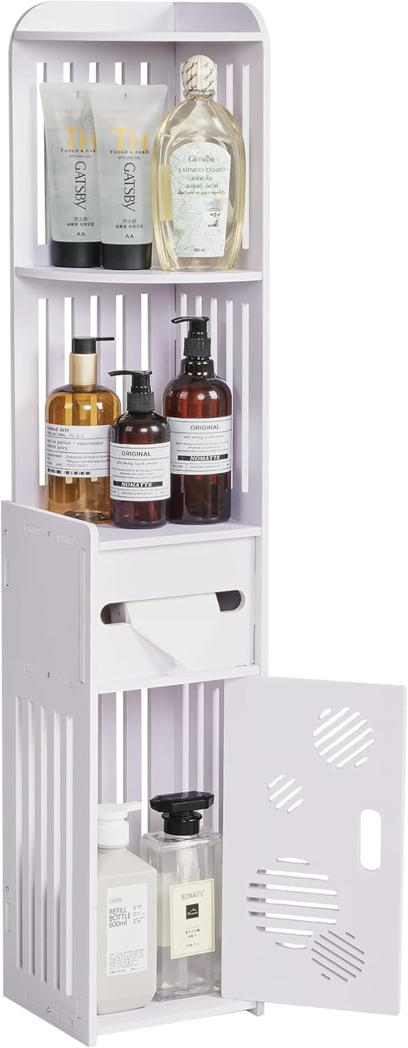 Corner Shelf Stand, Small Bathroom Storage Cabinet for Narrow Space ...