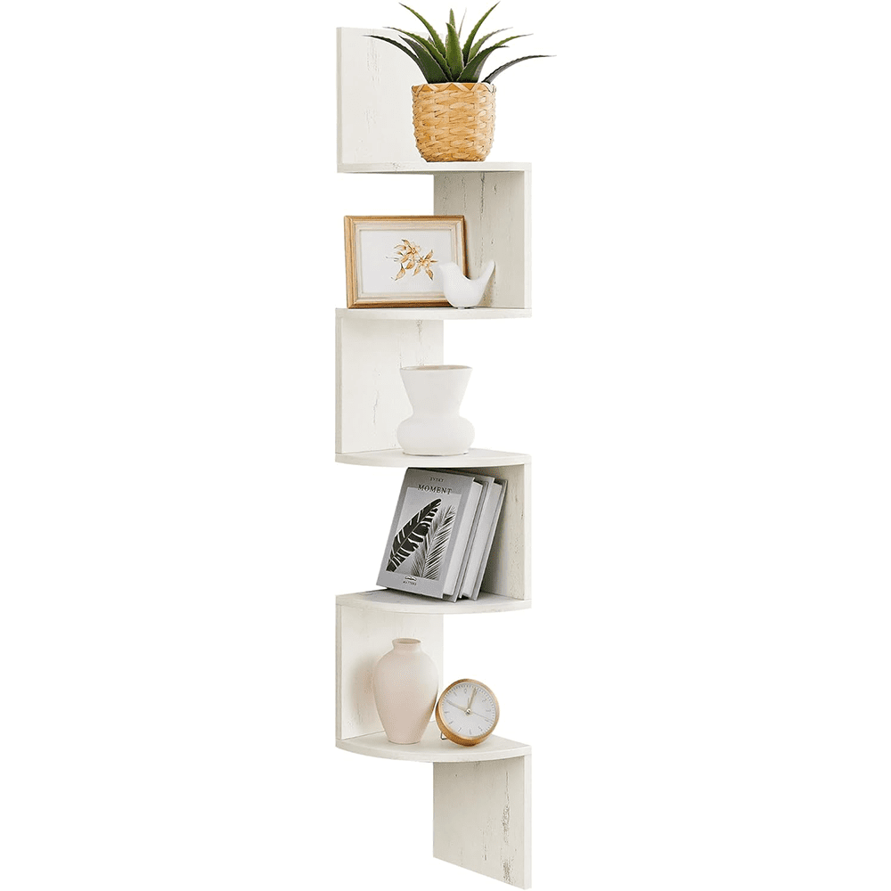 Corner Shelf Wall Mount, 5-Tier Floating Corner Bookshelf, Plant Shelf ...
