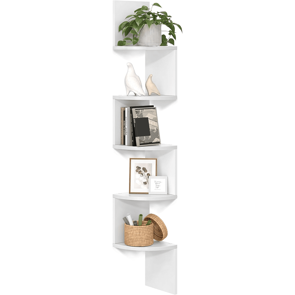 Corner Shelf Wall Mount, 5-Tier Floating Corner Bookshelf, Plant Shelf ...