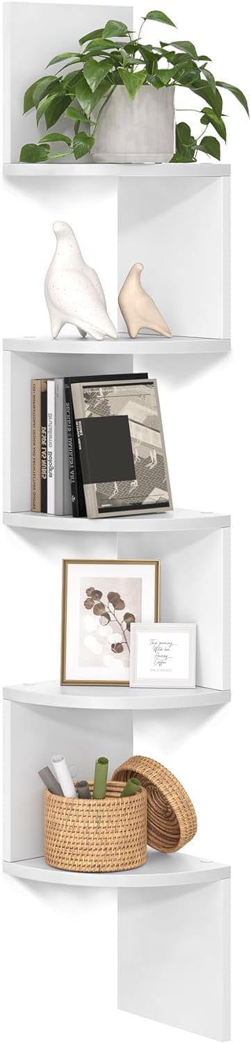 Corner Shelf Wall Mount, 5-Tier Floating Corner Bookshelf, Plant Shelf ...