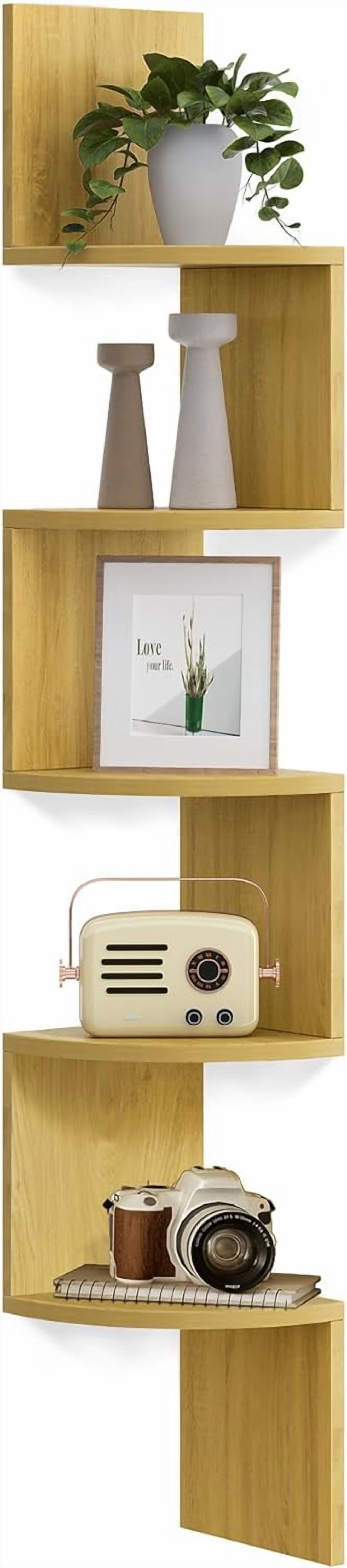 Corner Shelf Wall Mount, 5-Tier Floating Corner Bookshelf, Plant Shelf ...