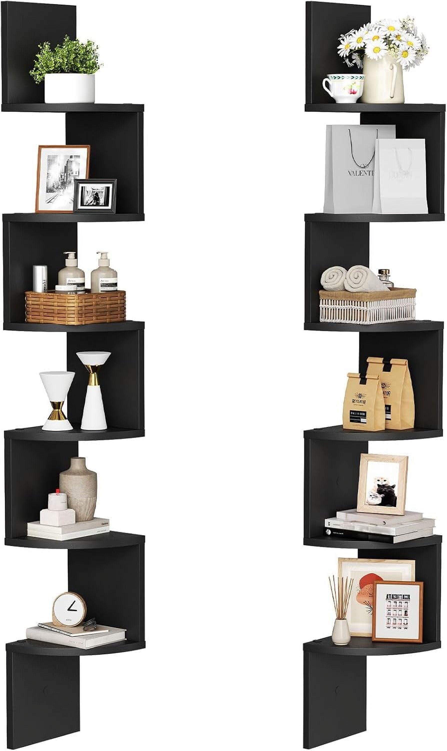 Corner Shelf Wall-Mounted, Set of 2 Floating Corner Shelves for Wall, 6 ...