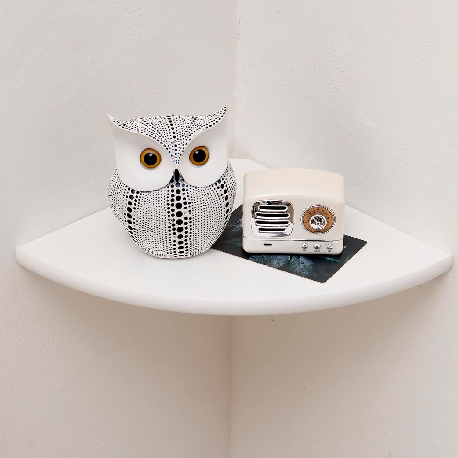 Corner Shelf, White Solid Oak Wood Floating Corner Shelves Wall Mount ...