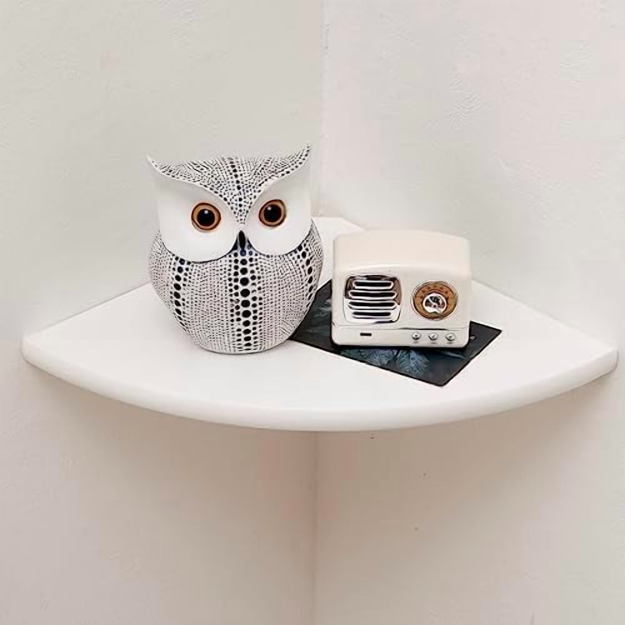 Corner Shelf, White Solid Oak Wood Floating Corner Shelves Wall Mount ...