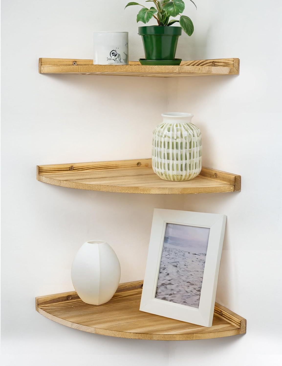 Corner Shelves Wall Mount, Farmhouse Rustic Corner Floating Shelf with ...