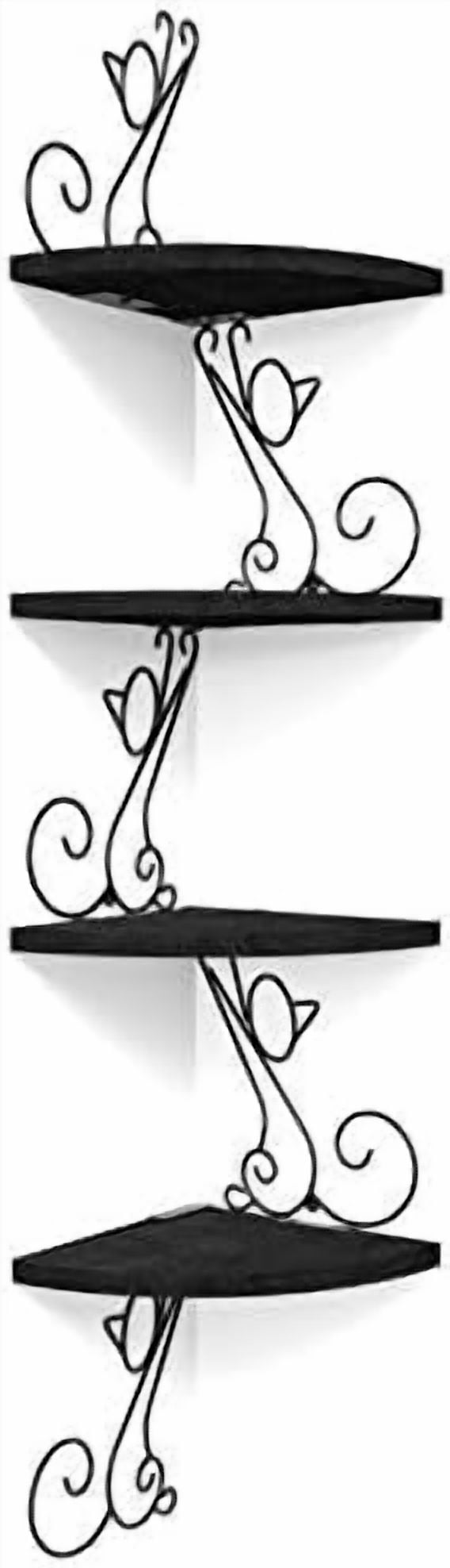 Corner Shelves - Wall Mounted Floating Wood Shelf, 4 Tier Rustic ...