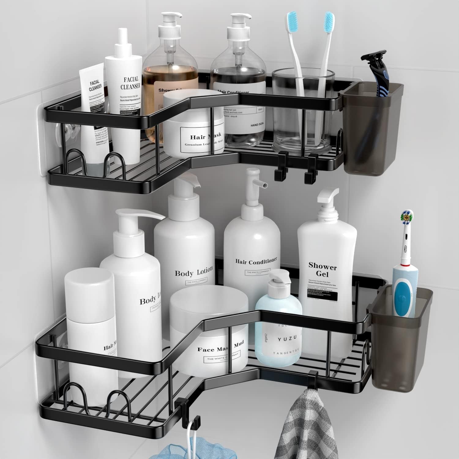 GINZU Corner Shower Caddy, 2 Pack Adhesive Shower Corner Organizer ...