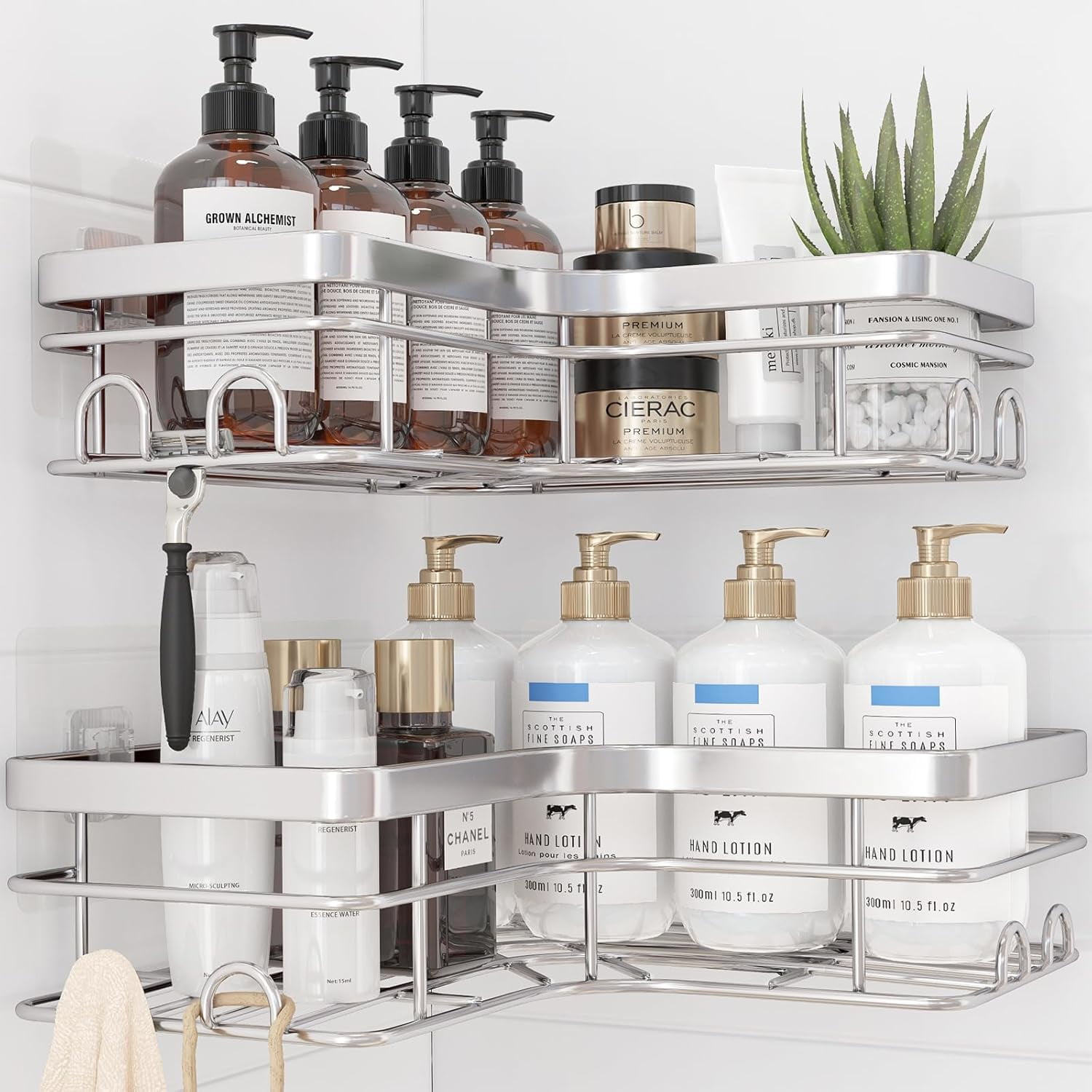 Corner Shower Caddy - 2 Pack, Adhesive Shower Organizers, Rustproof ...