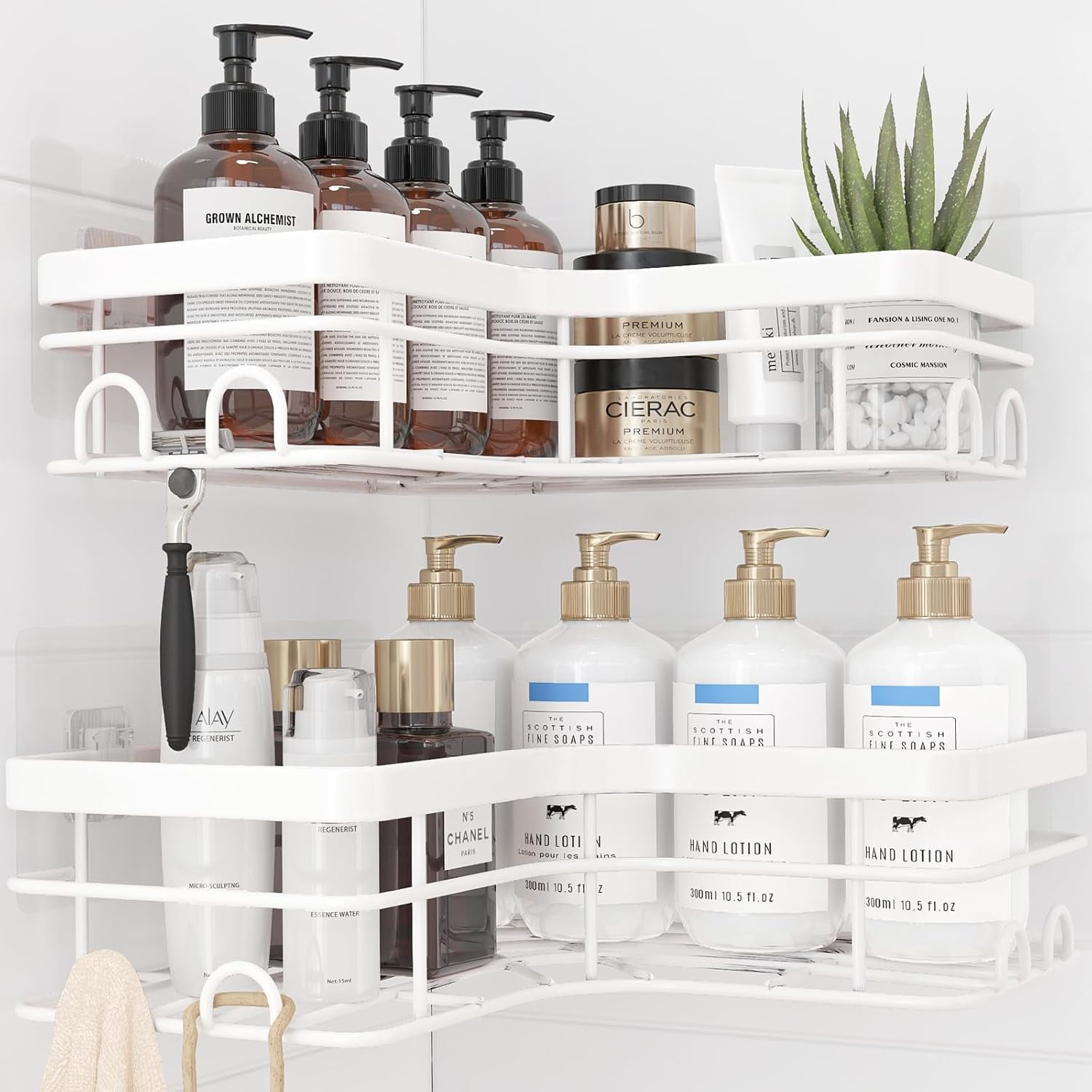 Corner Shower Caddy - 2 Pack, Adhesive Shower Organizers, Rustproof ...