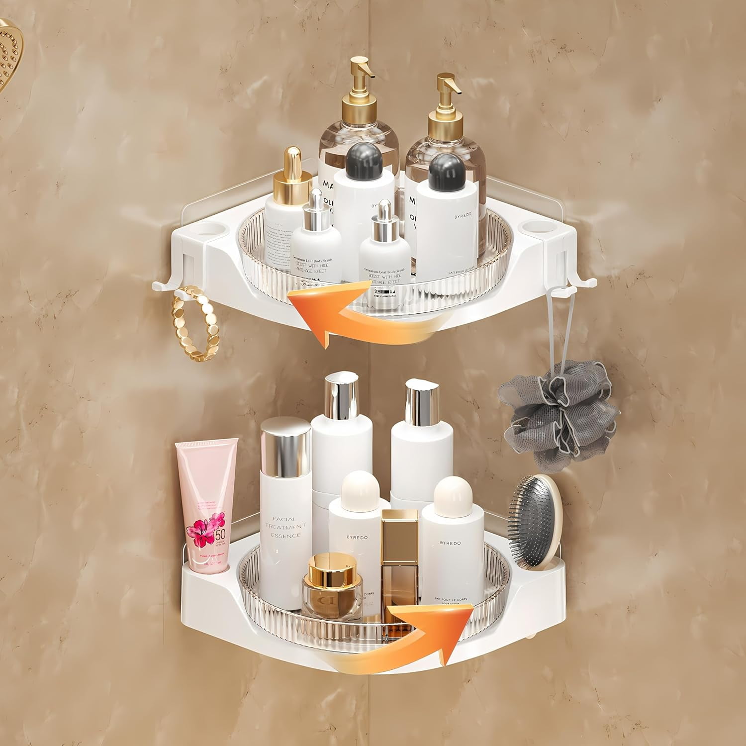 Corner Shower Caddy,2 Pack Shower Organizer Corner Wall,360 Lazy Susan ...