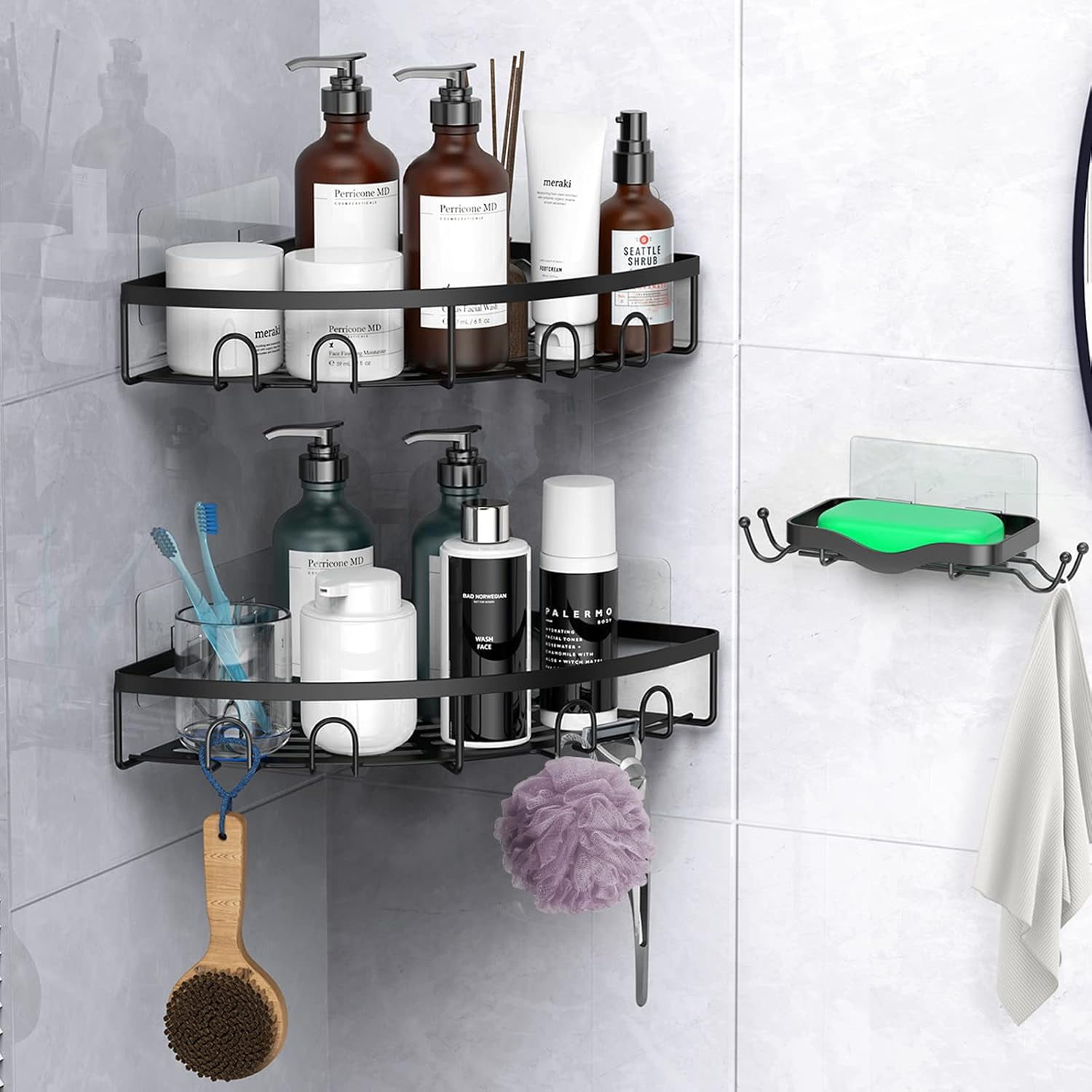 Corner Shower Caddy, 3 Pack Adhesive Bathroom Shower Corner Organizer ...