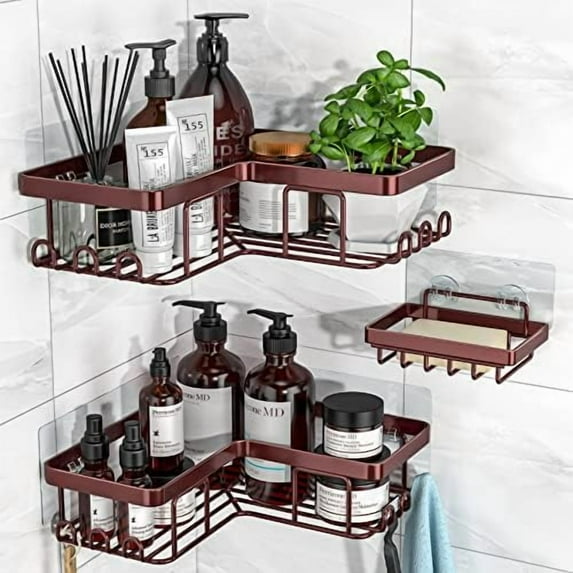 Corner Shower Caddy, 3-Pack Adhesive Shower Caddy with Soap Holder and ...