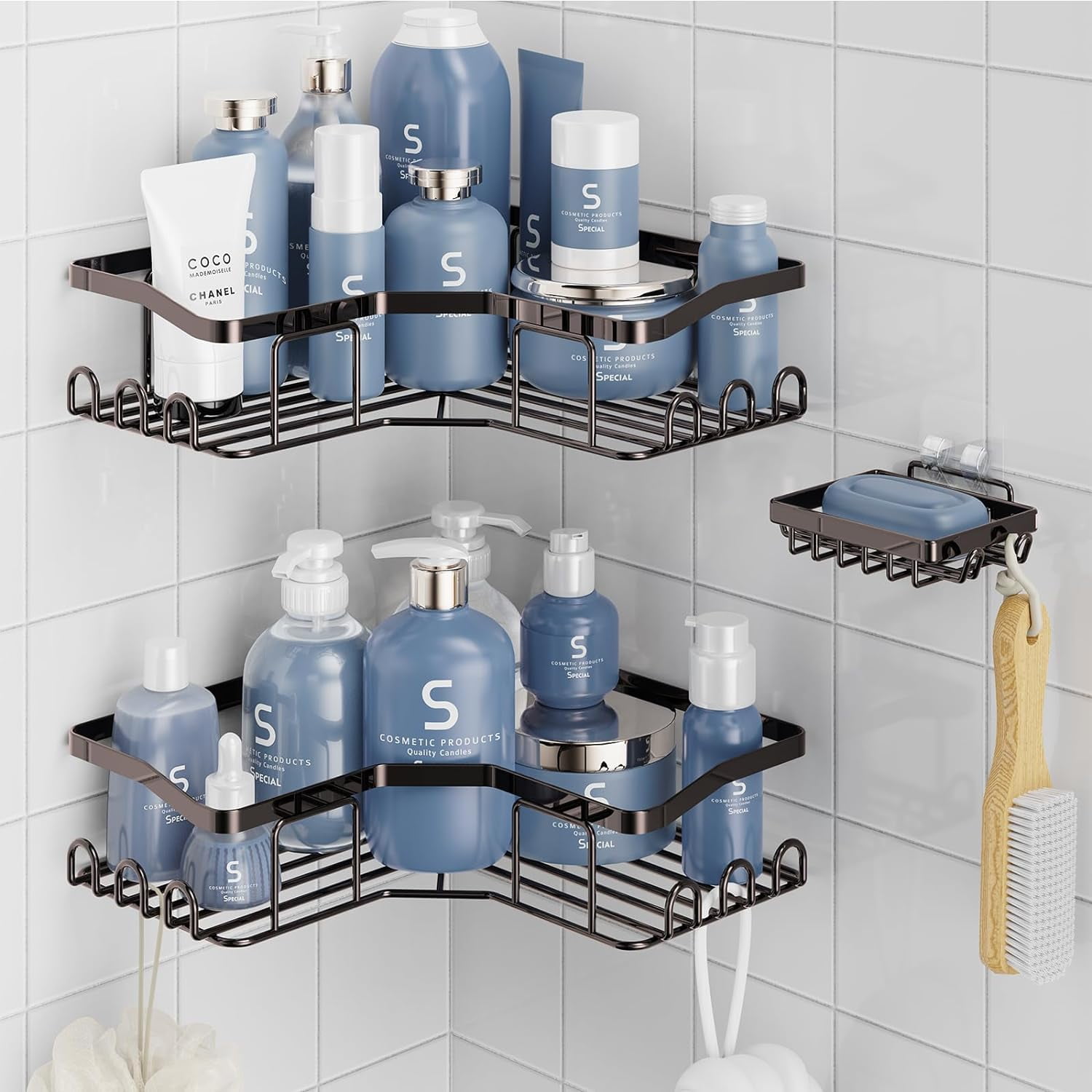 Corner Shower Caddy 3 Pack,Adhesive Shower Organizer for Bathroom ...