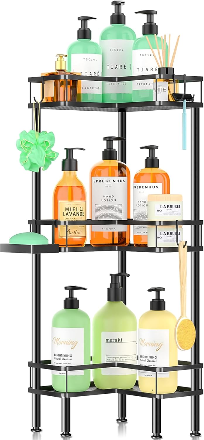 Corner Shower Caddy, 3 Tier Standing Shower Caddy for Shampoo Storage ...