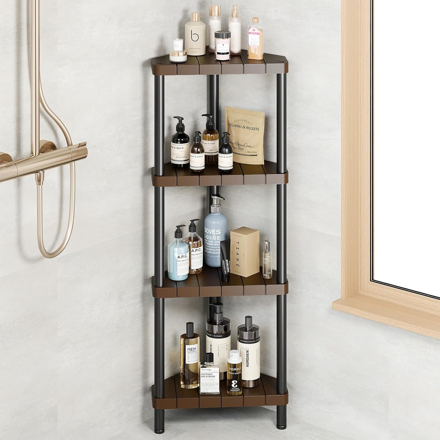 Corner Shower Caddy, 4 Tier Floor Standing Shower Caddy Organizer for ...
