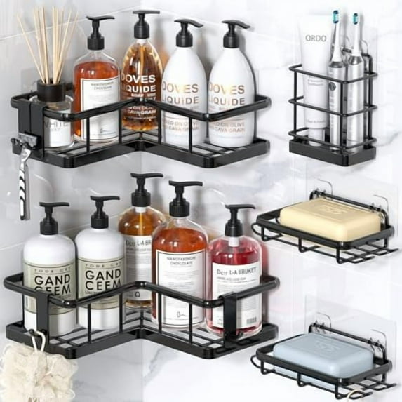 Corner Shower Caddy, 5-Pack Adhesive Rustproof Stainless Steel Shower ...