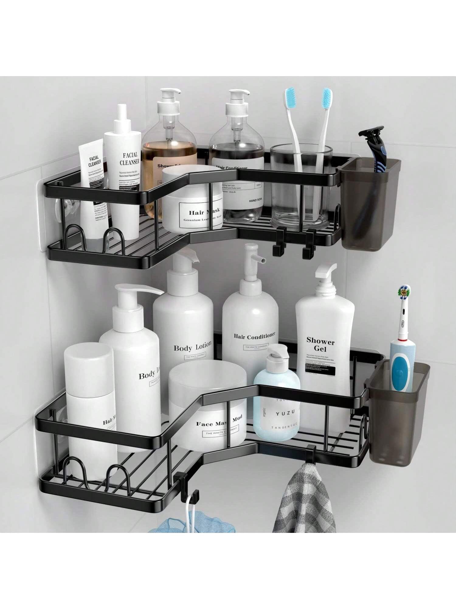 Corner Shower Caddy Adhesive, 2 Packs Shower Organizer With 2 Packs ...