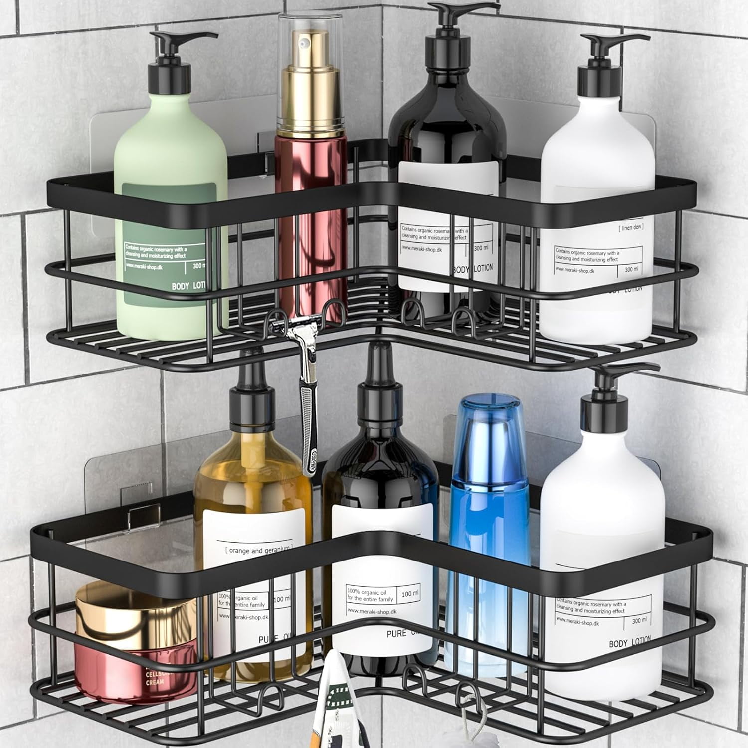 Corner Shower Caddy, Adhesive Shower Shelves No Drilling [2-Pack ...