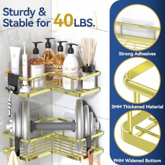 Corner Shower Caddy Organizer, 5-Pack Self-Adhesive Rustproof Bath ...