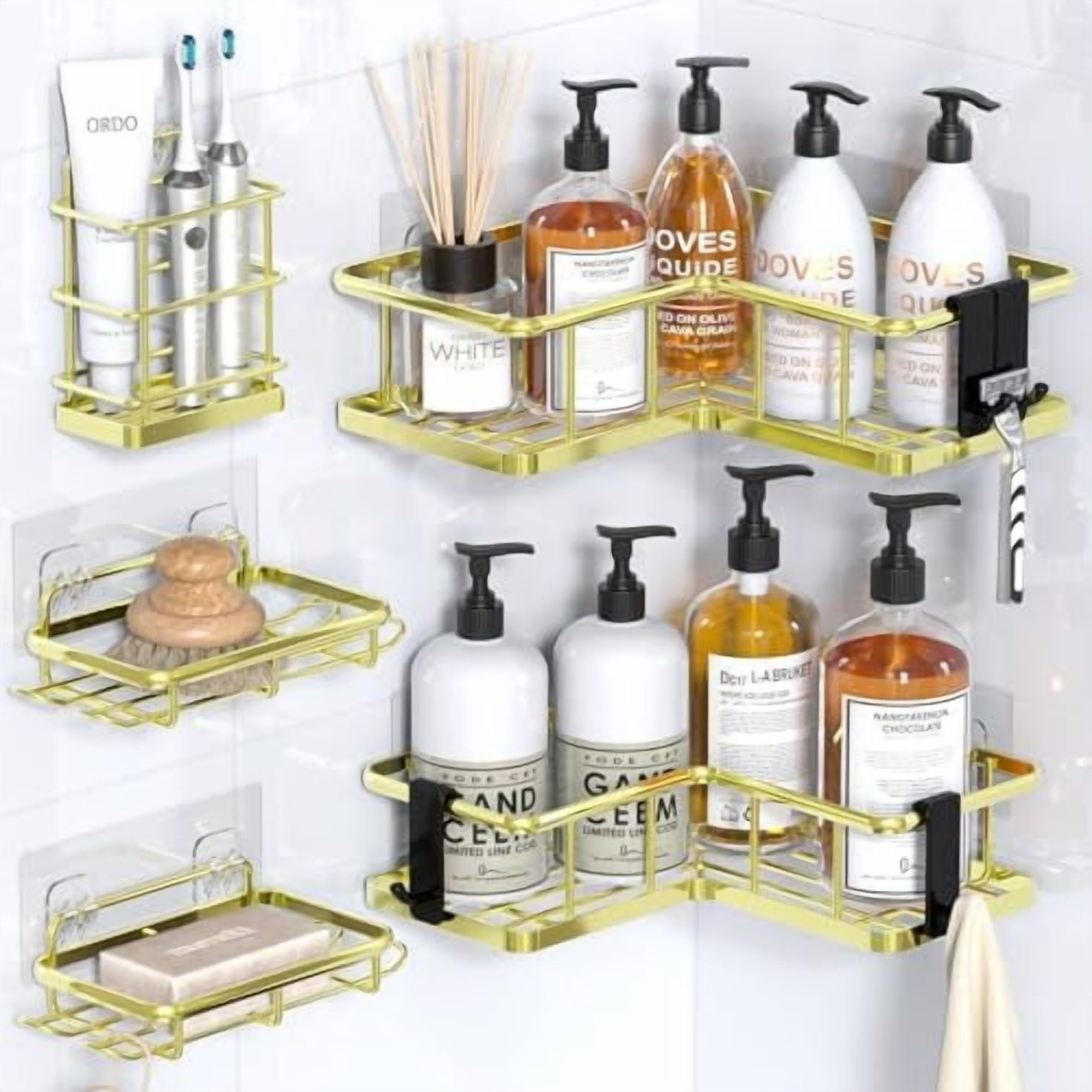 Corner Shower Caddy Organizer, 5-Pack Self-Adhesive Rustproof Bath ...