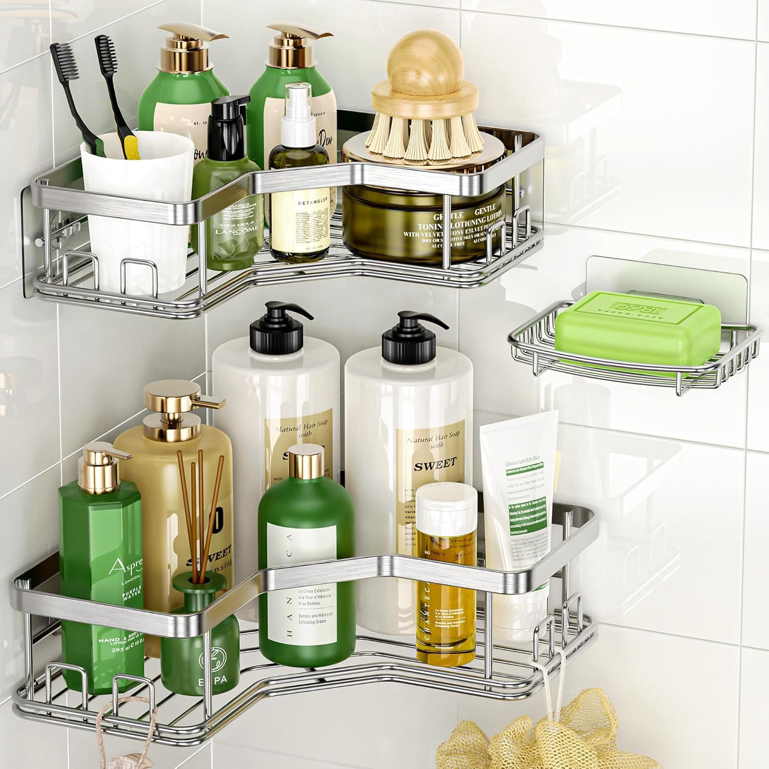 Corner Shower Caddy with Soap Holder, Large Capacity Sturdy Easy ...