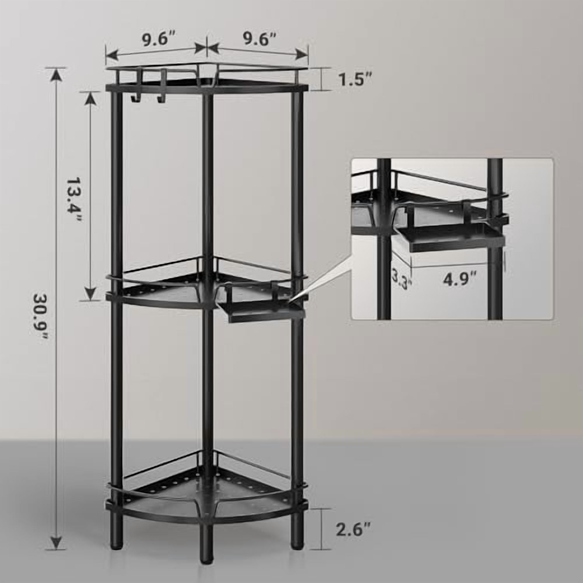 Corner Shower Caddy Standing, 3 Tier Rustproof Metal Shower Organizer ...