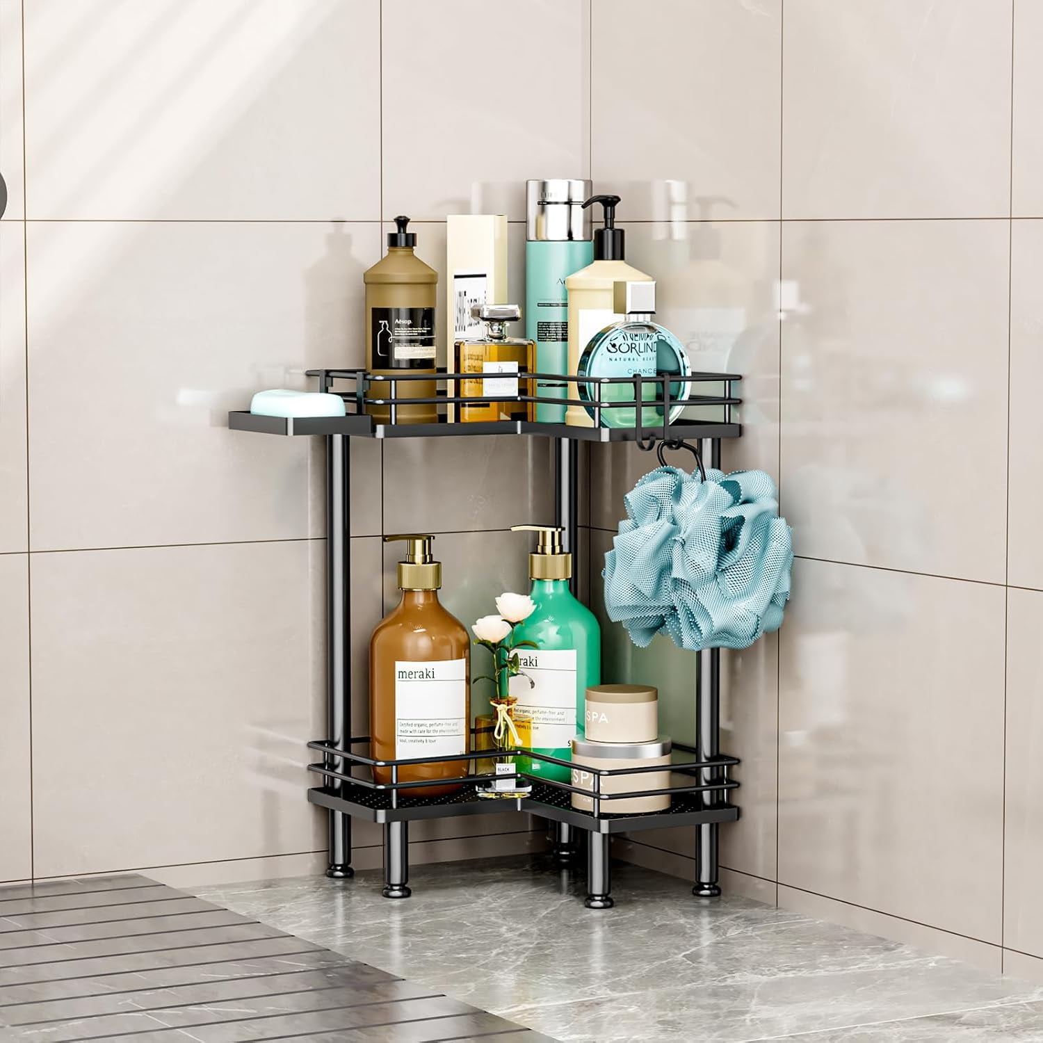 Corner Shower Caddy Standing - 3 Tier Shower Organizer Corner with Soap ...