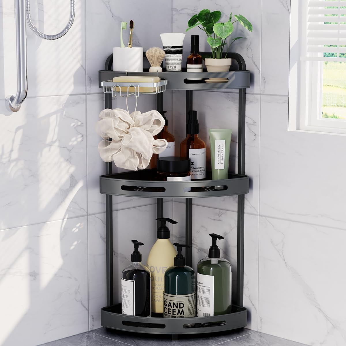 Corner Shower Caddy Standing, 3 Tier Shower Organizer Stand with Soap ...