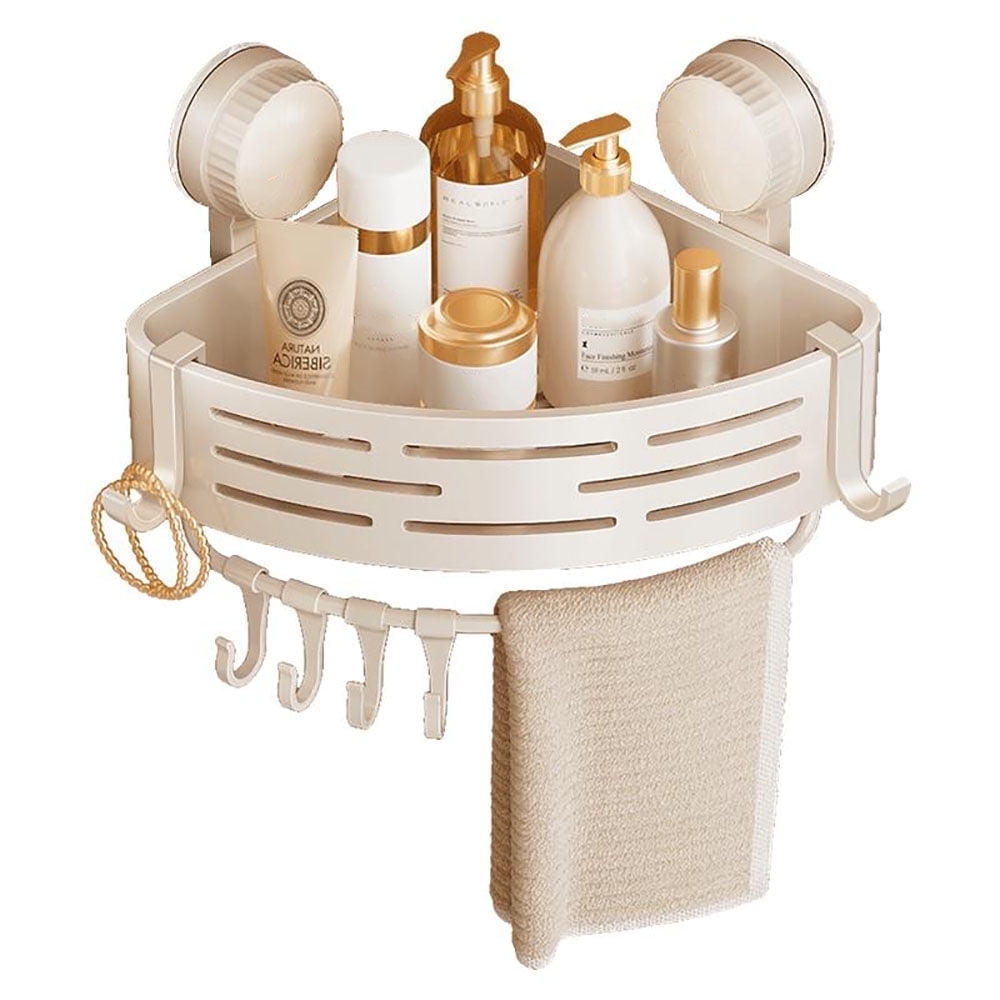 Corner Shower Caddy Storage Rack with Removable Towel Bar and Hooks ...