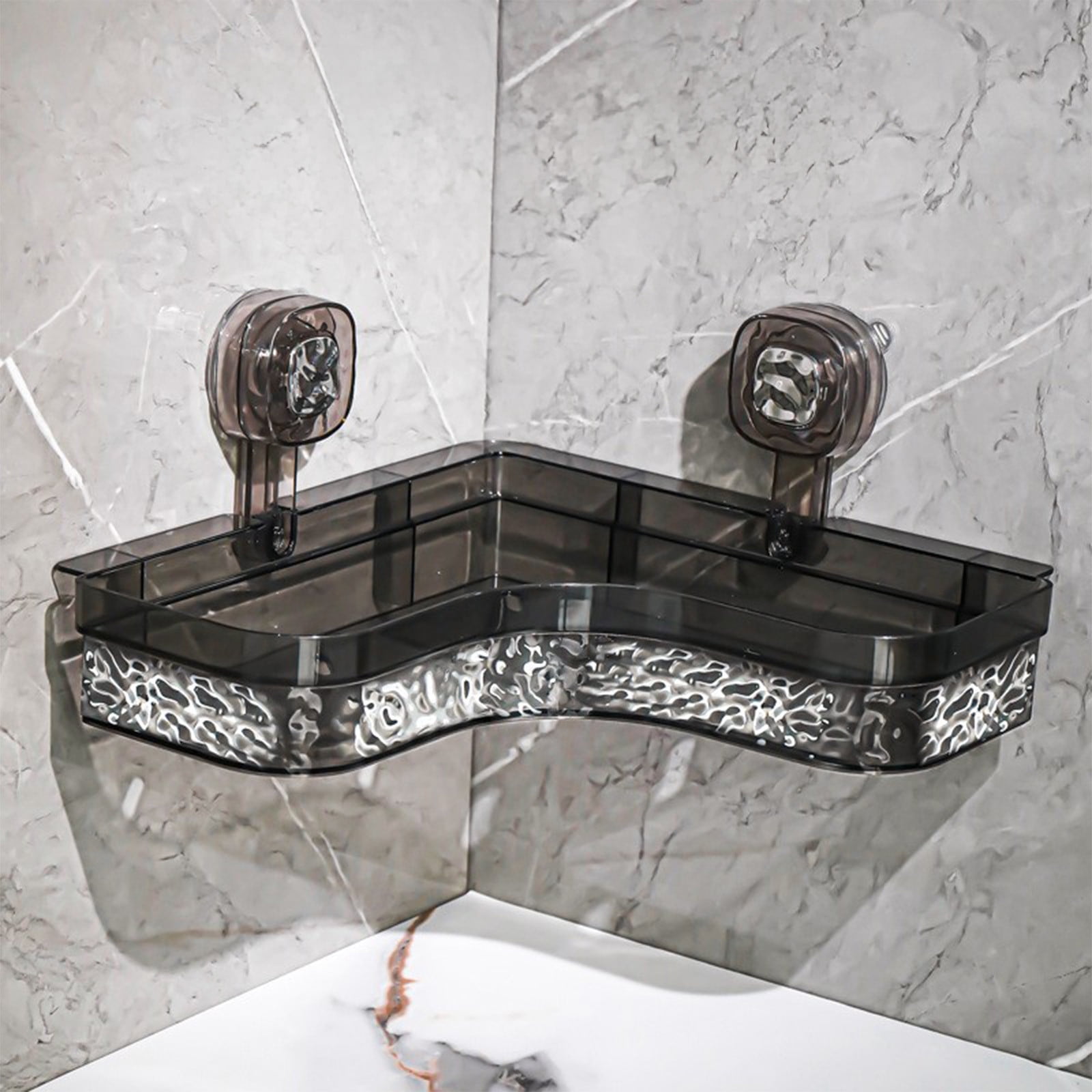 Corner Shower Caddy with Suction Cup，Bathroom Corner Storage Shelf，No ...