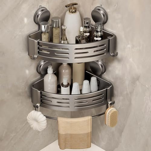 Corner Shower Caddy Suction Cup Shower Shelf Corner No Drilling ...