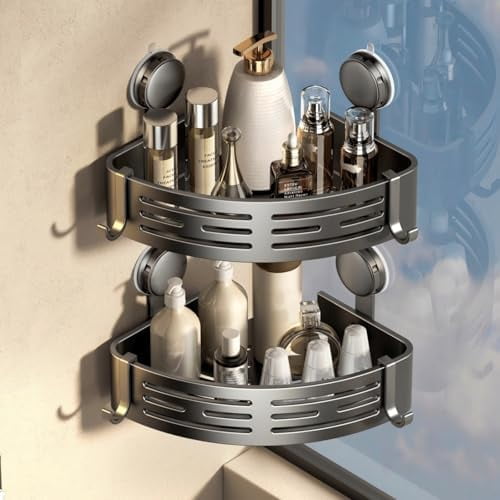 Corner Shower Caddy Suction Cup Shower Shelf Corner No Drilling ...