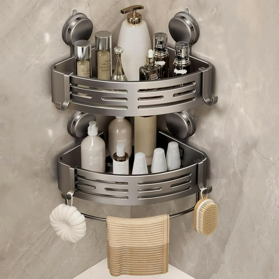 Corner Shower Caddy Suction Cup Shower Shelf Corner No Drilling ...