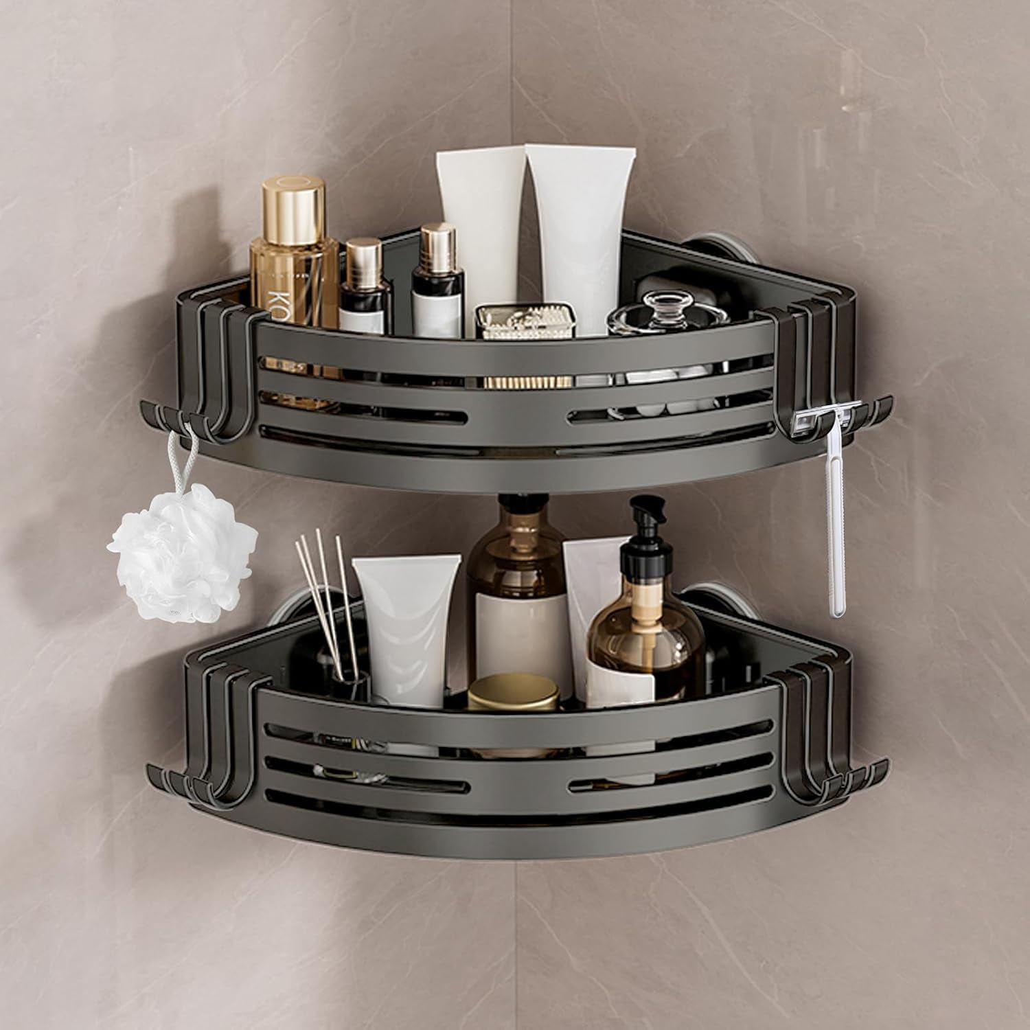 Corner Shower Caddy Suction Cups, Corner Shower Shelf for Inside Shower ...