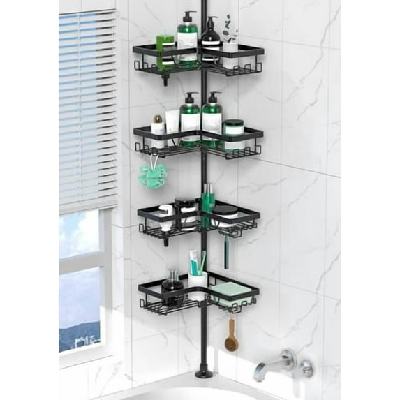 Corner Shower Caddy Tension Pole - 4 Tier Stainless Steel Rustproof ...