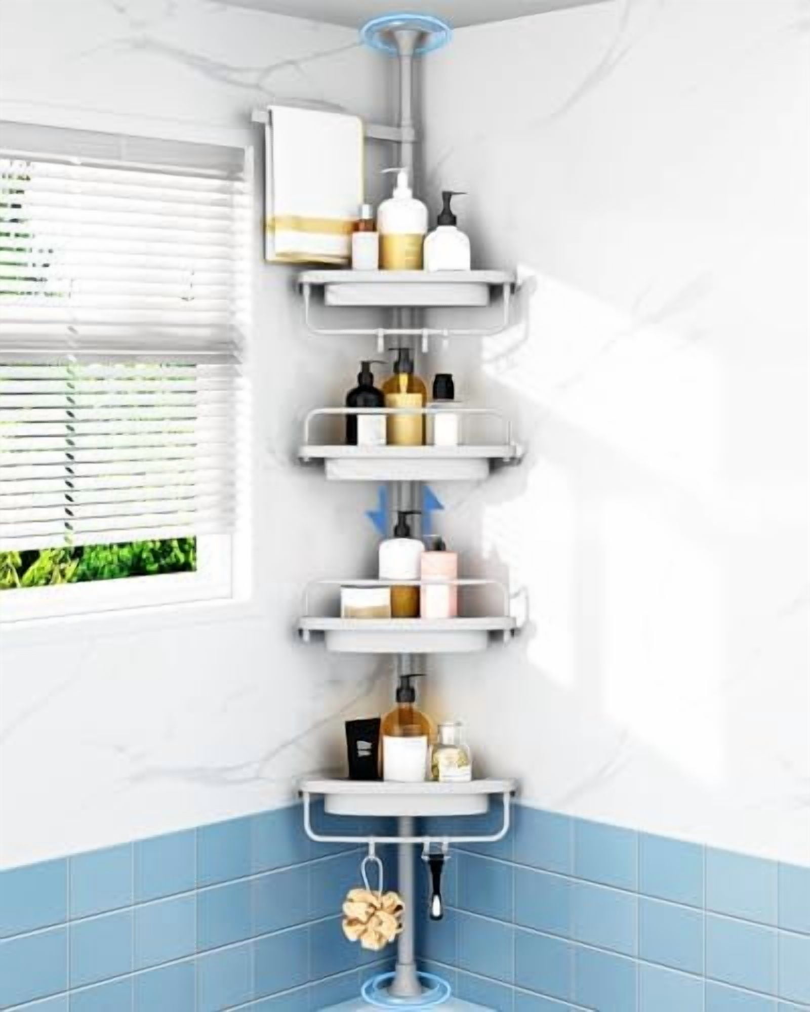 Corner Shower Caddy Tension Pole, Extendable Rustproof Stainless Steel ...