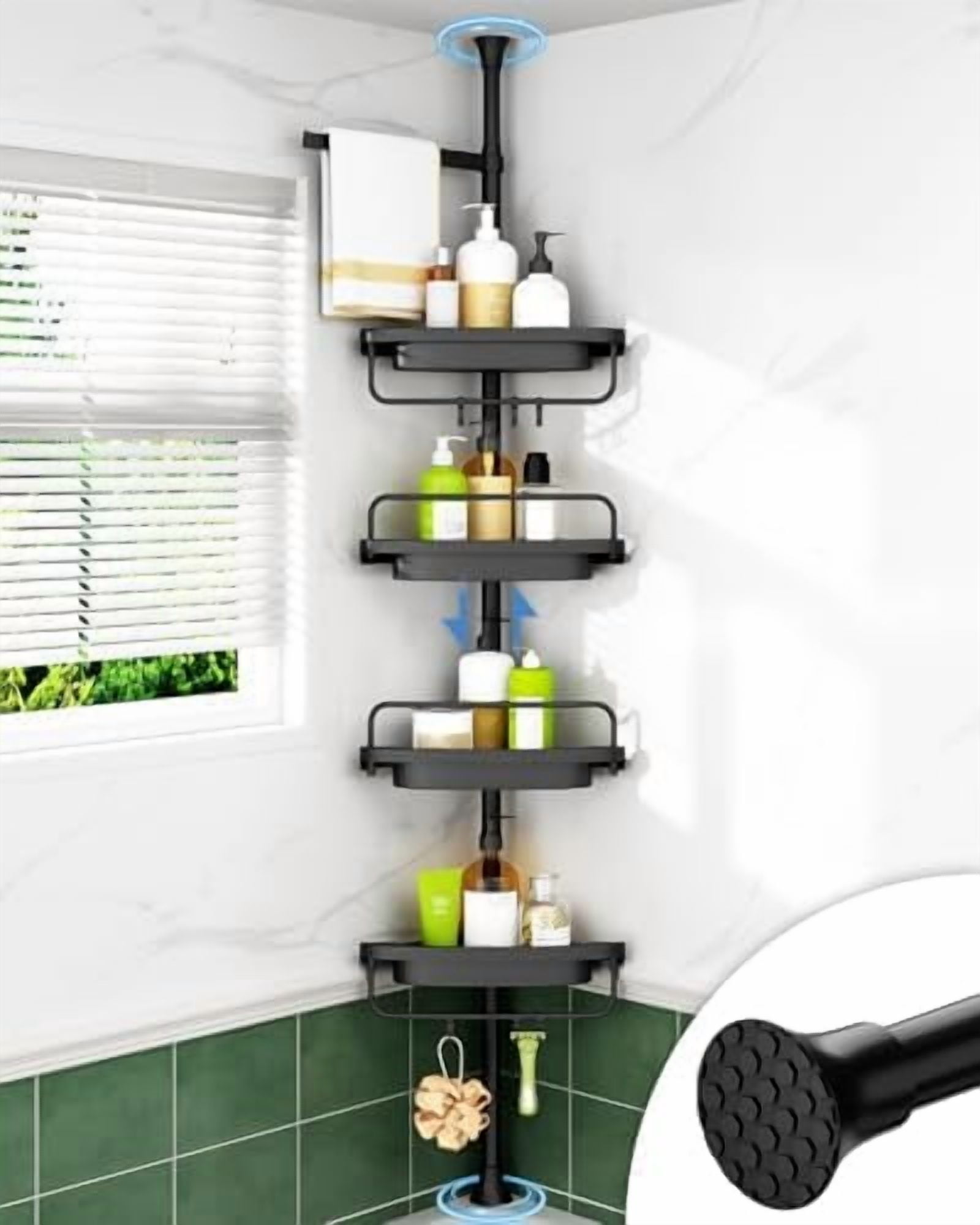 Corner Shower Caddy Tension Pole, Extendable Rustproof Stainless Steel ...