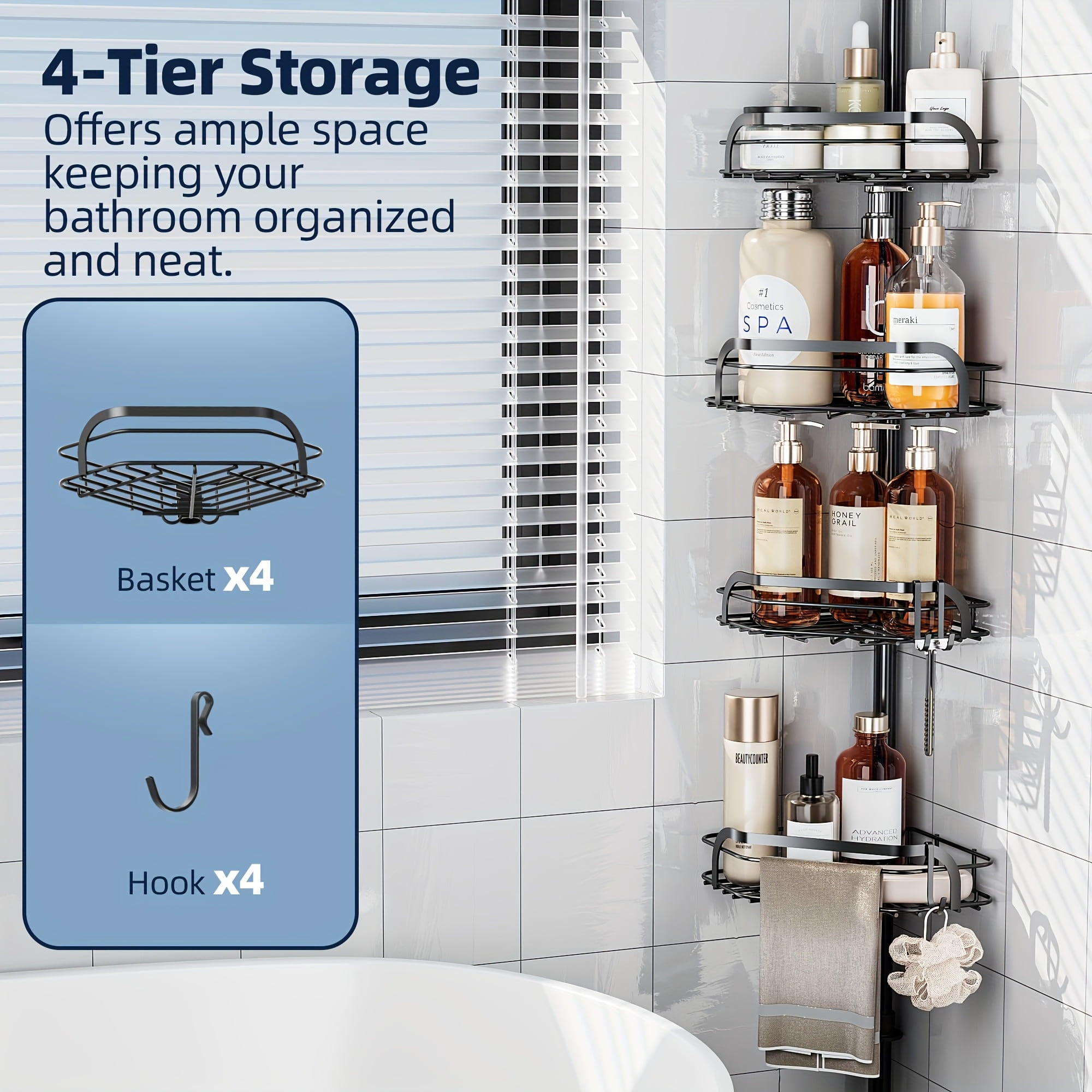 Corner Shower Caddy Tension Pole, Shower Caddies - Walmart.com