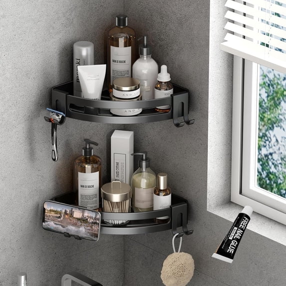Corner Shower Caddy with Razor Holder Adhesive Shelf No Drilling ...