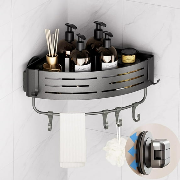 Corner Shower Caddy with Suction Cups, Aluminum Wall Mounted Organizer ...