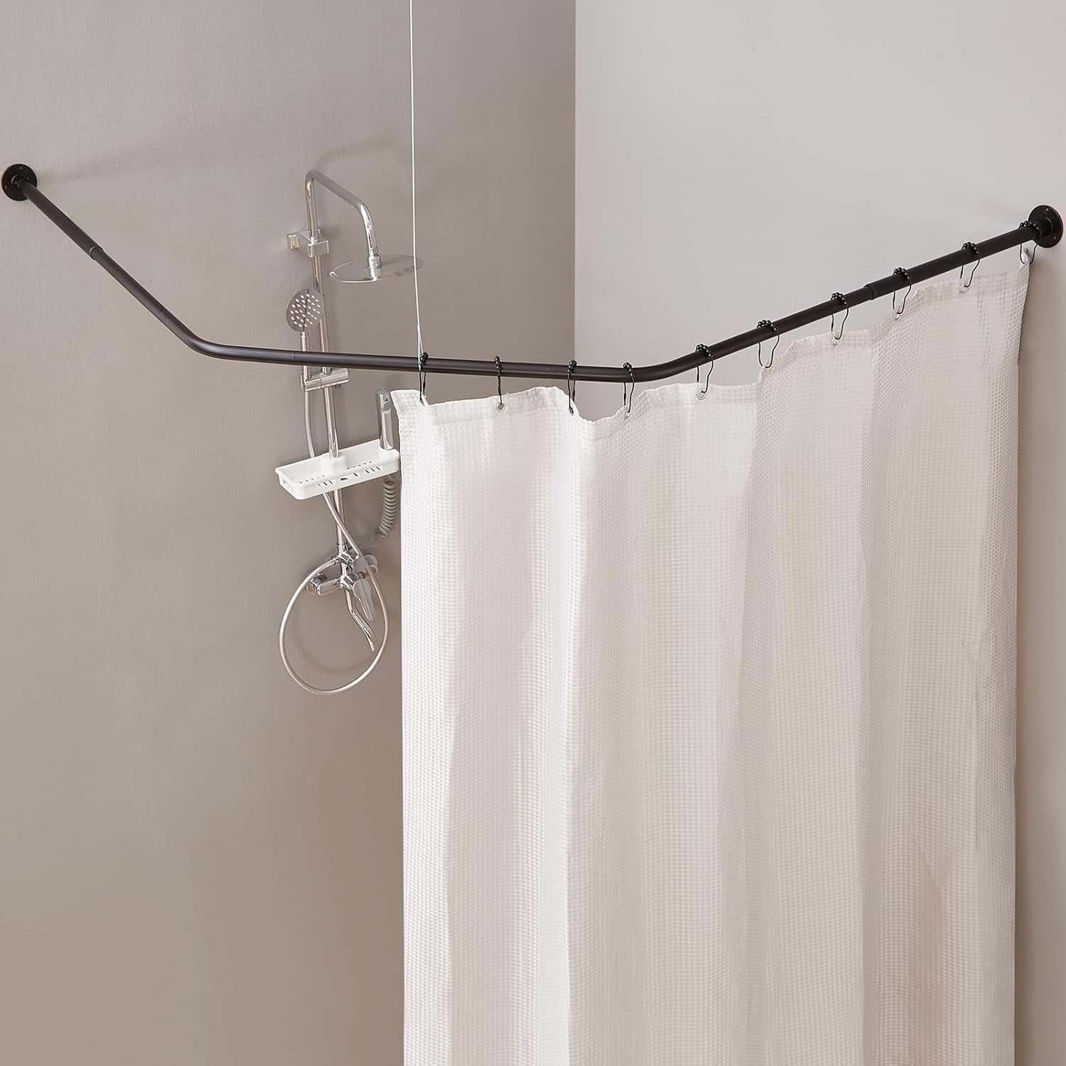 Corner Shower Curtain Rod, Diamond Shaped [Both Sides: 22" - 34.8 ...