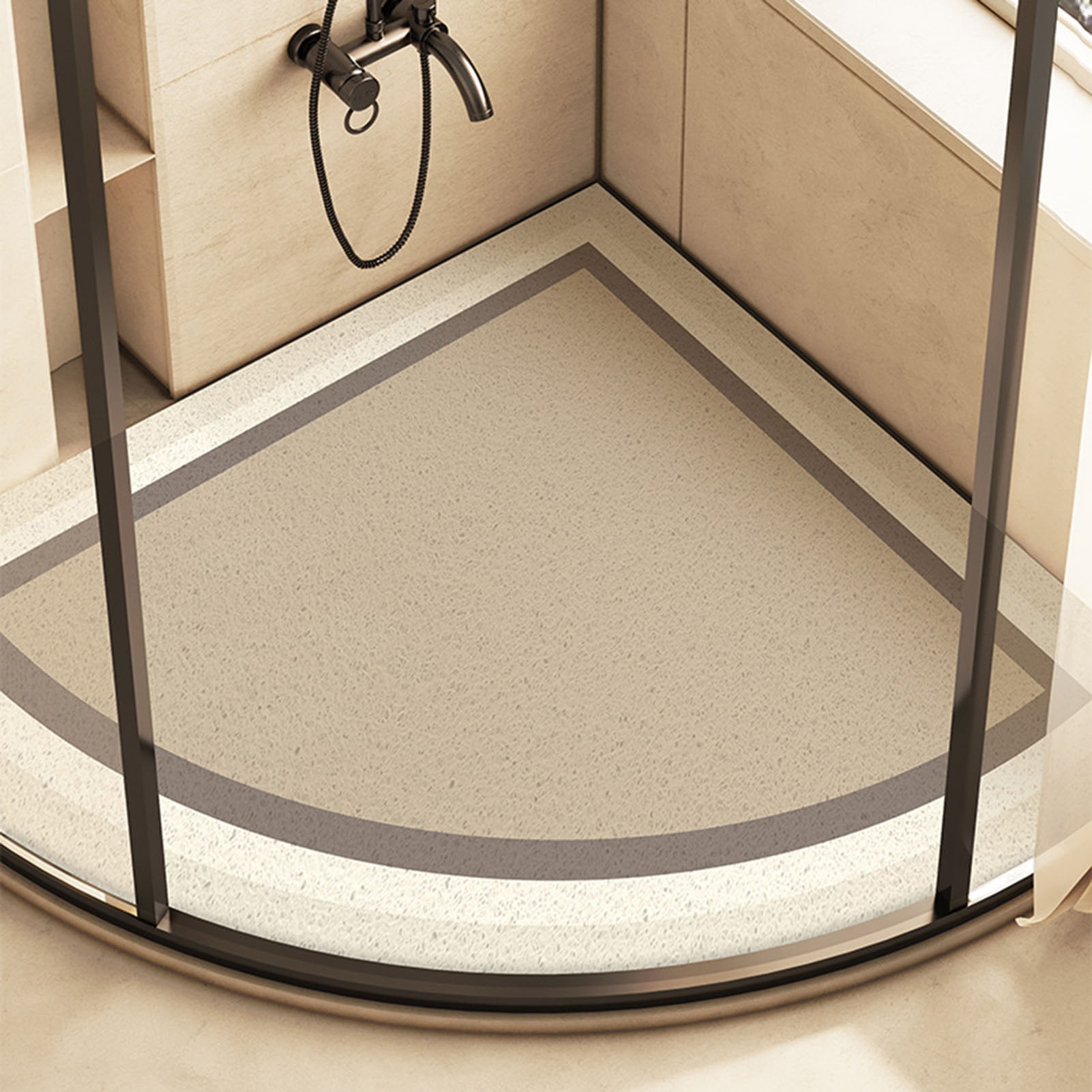 Corner Shower Mat, Curved Bath Mats for Shower, Non-Slip Shower Mats ...