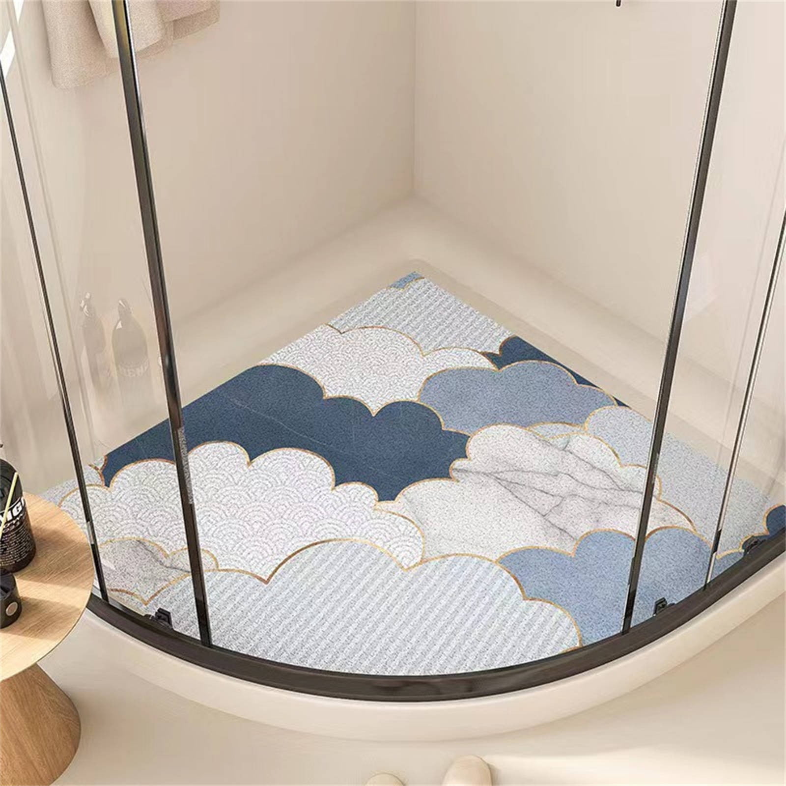 Corner Shower Mat Non Slip Bath Mat PVC Loofah Shower Floor Mats For ...