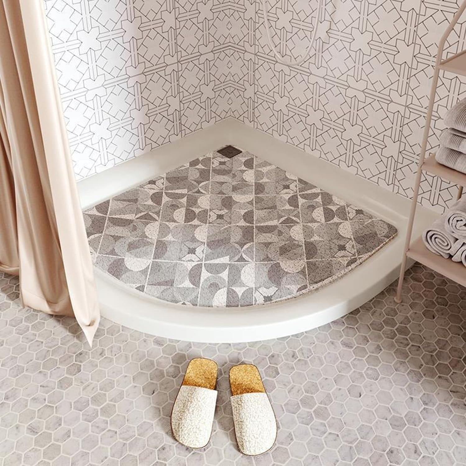 Corner Shower Mat, Non-Slip Shower Mats For Inside Shower, Loofah ...