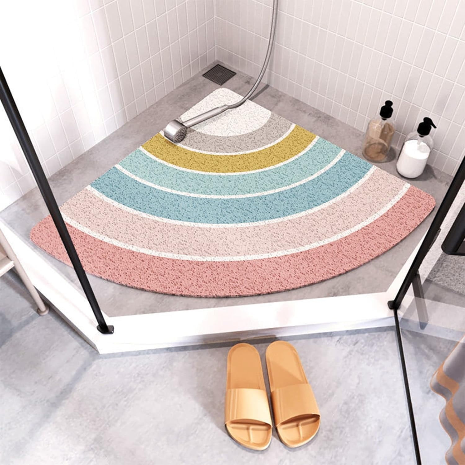 Corner Shower Mat, Non-Slip Shower Mats For Inside Shower, Loofah ...